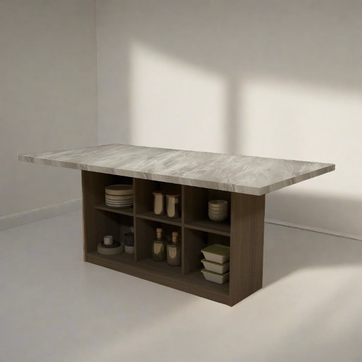 #1 4/6-Seater Custom Textured-Top Storage Dining Table - Picket&Rail ...