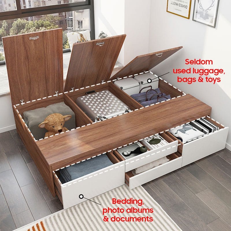 Tatami Super Single Storage Bed 3-Drawer 3-Top Swing Door - Assorted ...