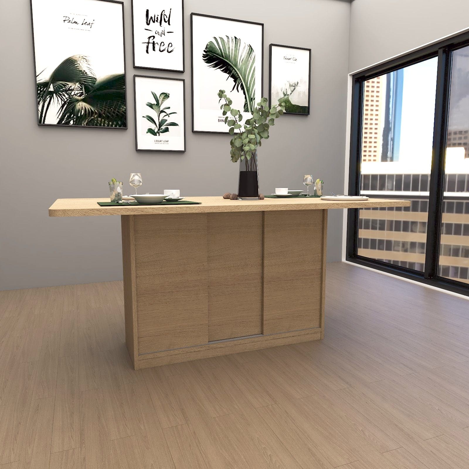 Americana Scratch Proof Custom Dining Table - Storage Base with Slidin ...