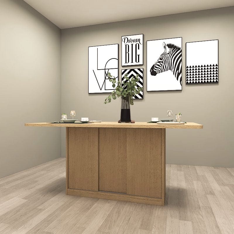 Americana Scratch Proof Custom Dining Table - Storage Base with Slidin ...