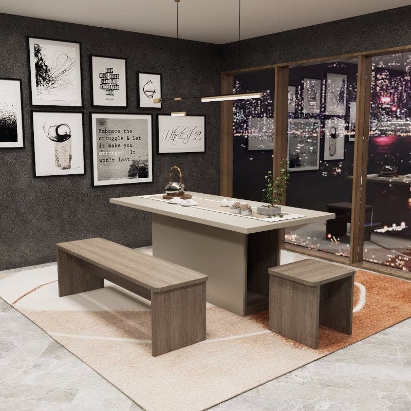 Custom Engineered Solid Wood Textured-Top 5/7 Seater Dining Table with ...