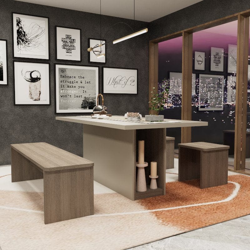 Custom Engineered Solid Wood Textured-Top 5/7 Seater Dining Table with ...