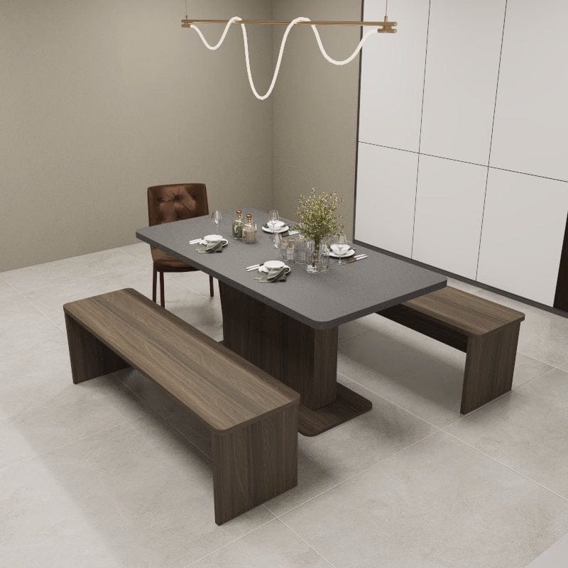 Custom Engineered Solid Wood Textured-Top 5/7 Seater Dining Table with ...