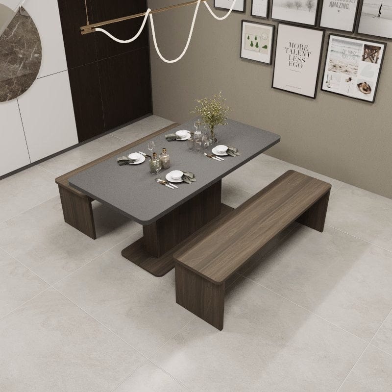 Custom Engineered Solid Wood Textured-Top 5/7 Seater Dining Table with ...