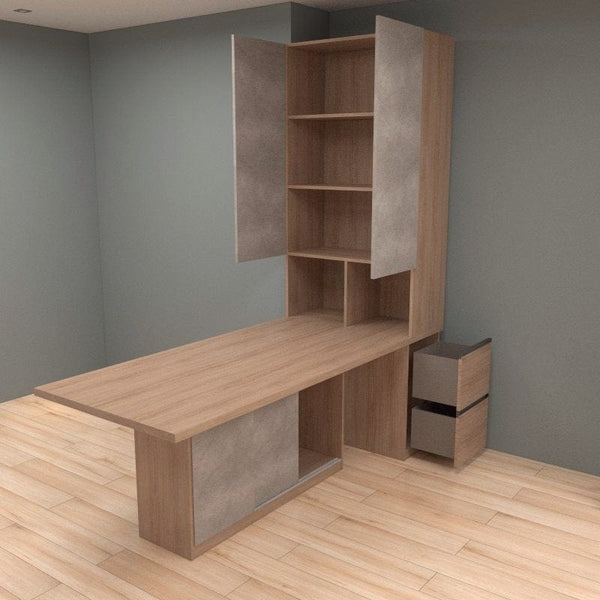 Custom Textured-Top Dining Table with Storage & Extended Full-Height S ...