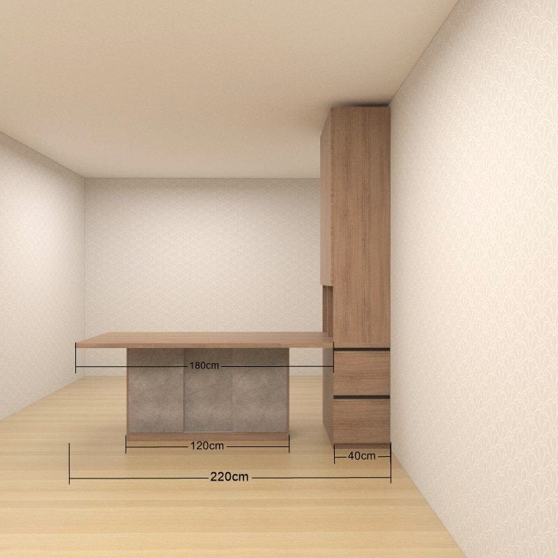 Custom Textured-Top Dining Table with Storage & Extended Full-Height S ...