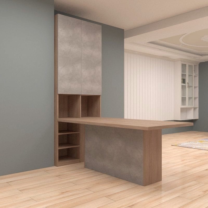 Custom Textured-Top Dining Table with Storage & Extended Full-Height S ...