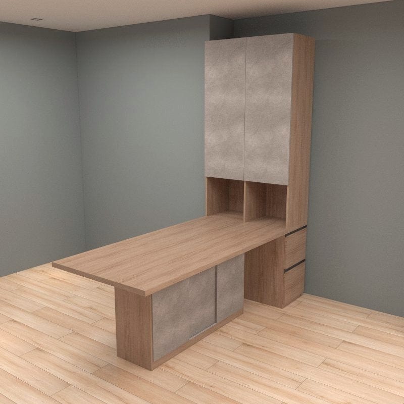 Custom Textured-Top Dining Table with Storage & Extended Full-Height S ...