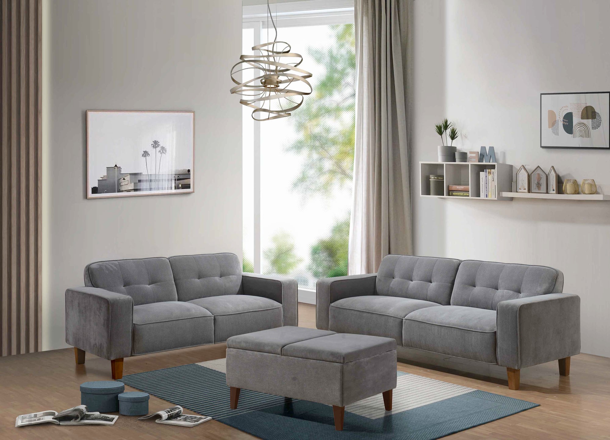 Doris 1/2/3-Seater Fabric-Upholstered Wooden Sofa (IT-3088FC) - Picket&Rail Custom Sofas & Furniture