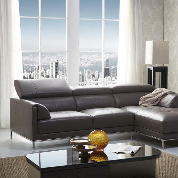 KUKA #1698 Full Leather Sofa (2+CL, Chaise Lounge) (M Series) (I ...