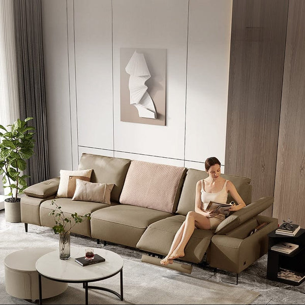KUKA #6193 3-Seater Length 3m Zero Wall Top Grain Leather Electric Rec ...