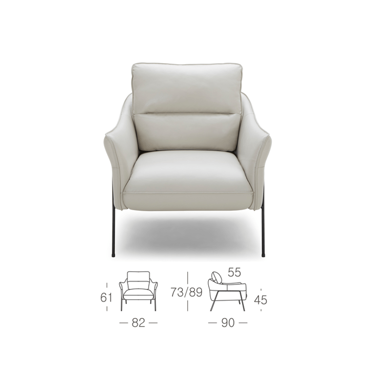 KUKA Lounge Arm Chair A1182 - Full Top Grain Leather/Fabric - Picket ...