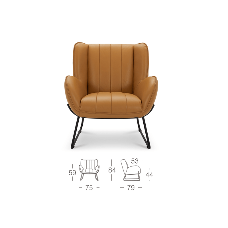 KUKA Lounge Arm Chair KF.A078 - Full Top Grain Leather/Fabric - Picket ...