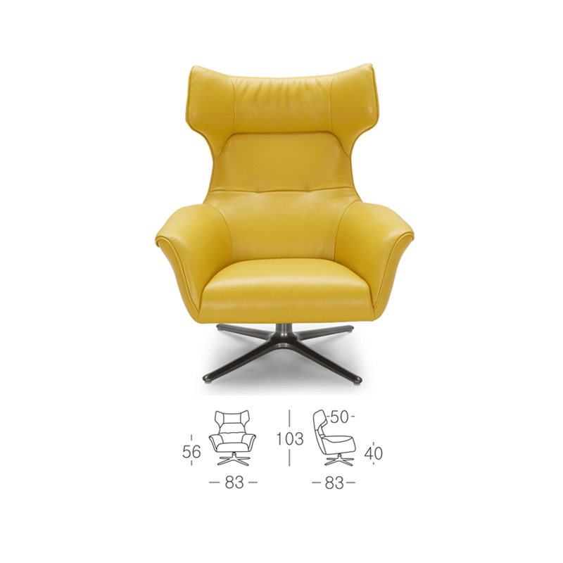 KUKA Lounge Swivel Chair A1021 - Full Top Grain Leather/Fabric - Picket ...