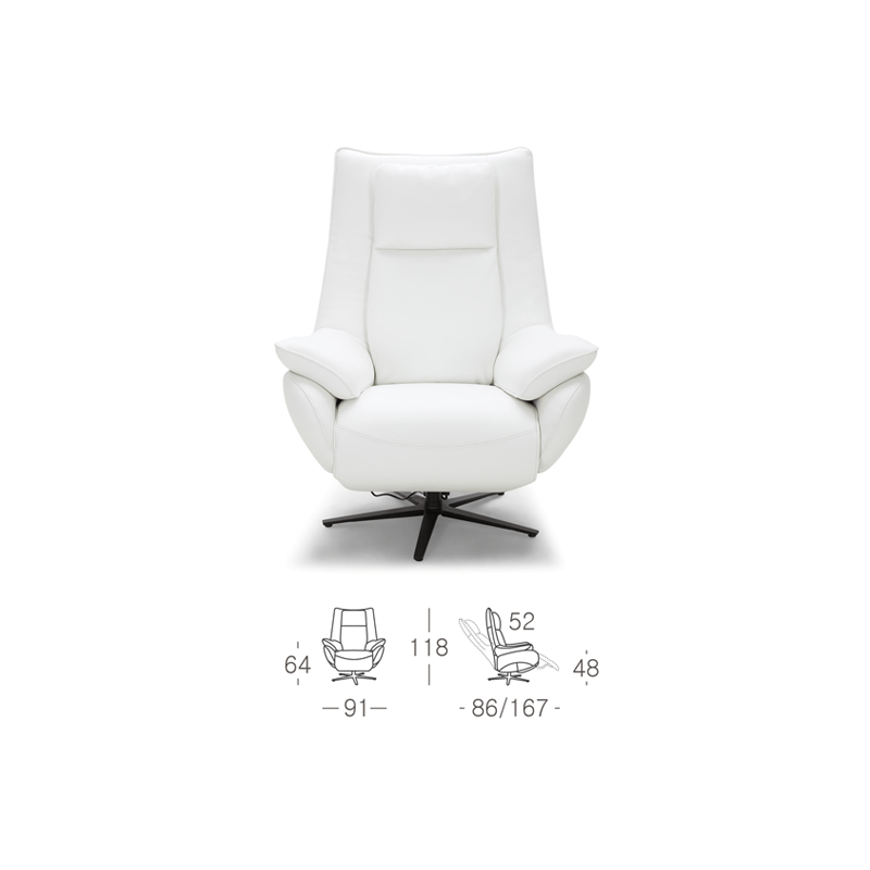 KUKA Recliner Lounge Chair A1167 - Full Top Grain Leather/Fabric ...