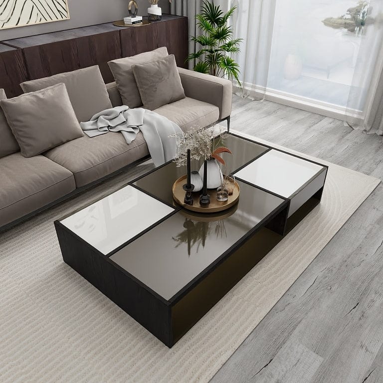 Norya 1.65m Solid Walnut & Oak Wood Custom Coffee Table - European Dar ...