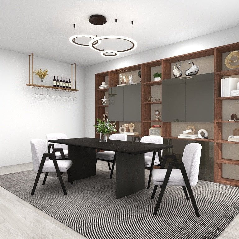 NORYA 2.1m Walnut & Oak Wood Dining Table - Solid European Dark Oak (C ...