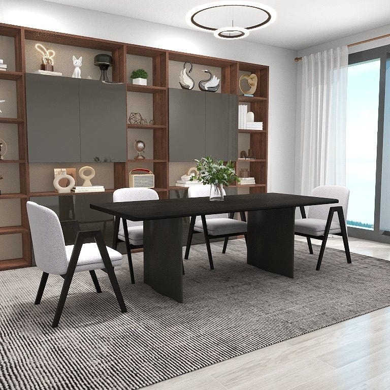 NORYA 2.1m Walnut & Oak Wood Dining Table - Solid European Dark Oak (C ...