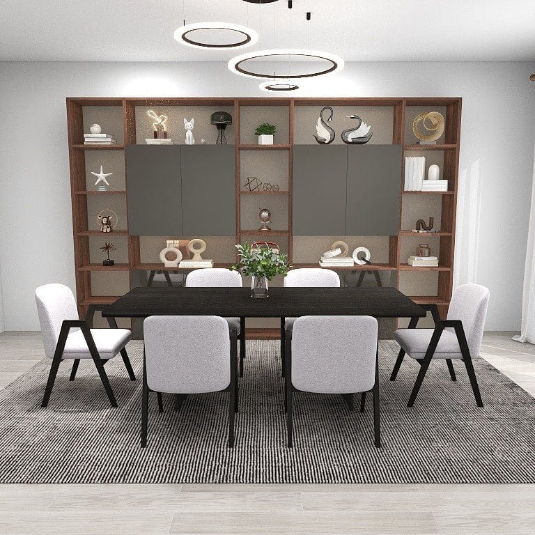 NORYA 2.1m Walnut & Oak Wood Dining Table - Solid European Dark Oak (C ...