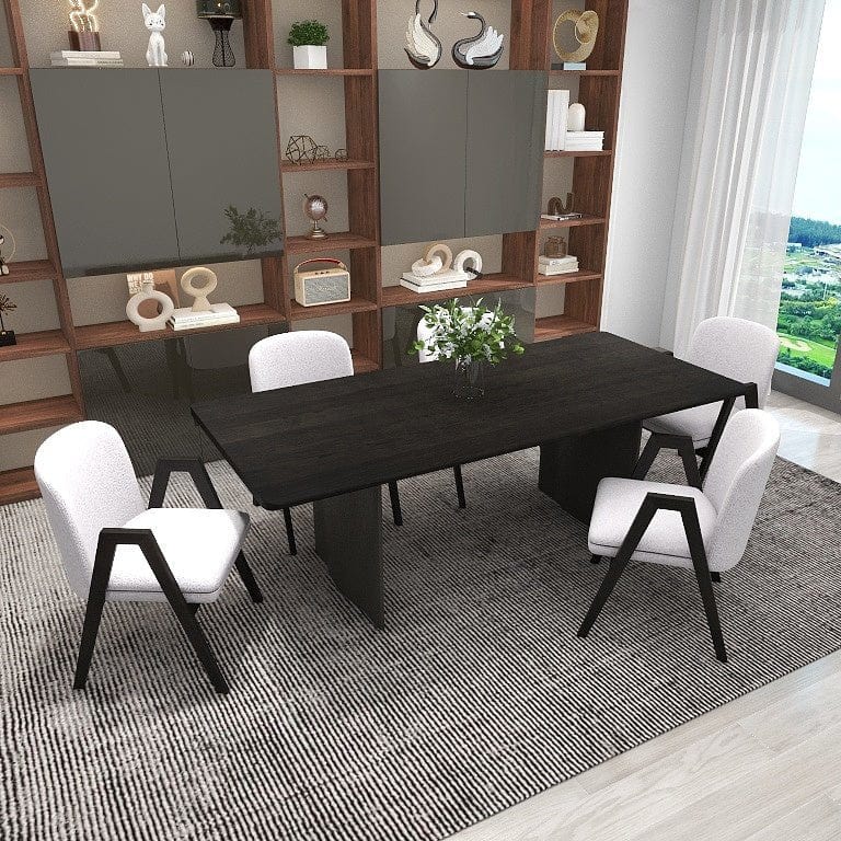 NORYA 2.1m Walnut & Oak Wood Dining Table - Solid European Dark Oak (C ...