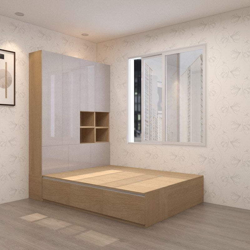 Tatami Queen Storage Bed 3-Drawer 4-Top Swing Door with Multi-Storage ...