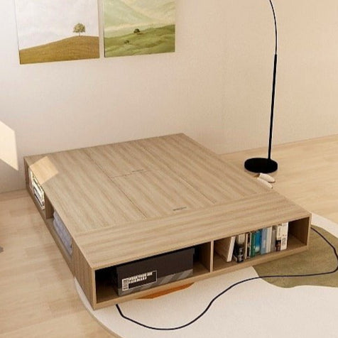 Tatami Queen Storage Bed 6-Open Shelves 2-Top Swing Door - Assorted ...