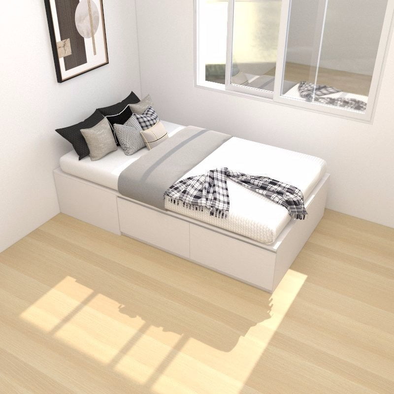 Tatami Single Storage Bed 2-Drawer 3-Top Swing Door - Assorted Colors ...