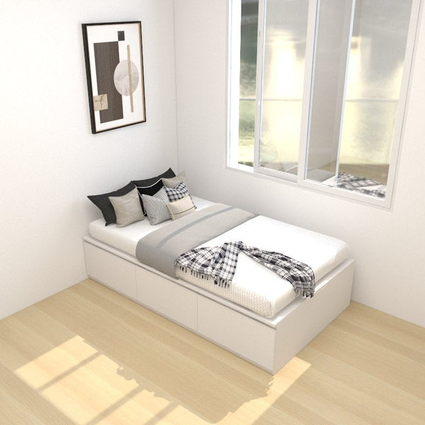 Tatami Single Storage Bed 3-Drawer 3-Top Swing Door - Assorted Colors ...