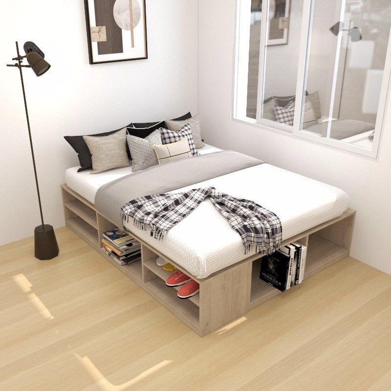 Tatami Super Single Storage Bed 2-Top Swing Door 6-Open Shelves - Asso ...