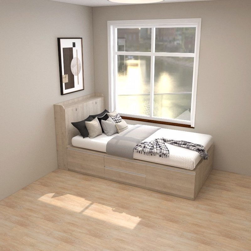 Tatami Super Single Storage Bed 4-Drawer 3-Top Swing Door - Assorted C ...